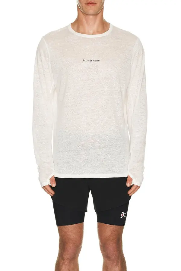 District Vision Hemp Long Sleeve T Shirt In White - Sea Ranch